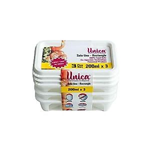 Unica Food Storage Containerwith Airtight Lid, Nestable Storage Boxes for Cereal, Snacks, Microwave, Dishwasher & Freezer Safe, Set of 3, White, 7 oz, 2.94x2.94x1.58 in