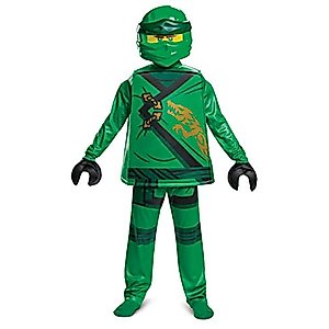 Disguise Lloyd Costume for Kids, Deluxe Lego Ninjago Legacy Themed Children's Character Outfit, Child Size Medium (7-8) Green (100399K)