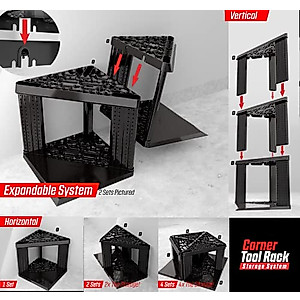 PeerBasics Corner Tool Rack, Garage Storage Organization, Up to 40 Tools like Shovels Brooms Rakes Mops Hammers Pruners, Organize Garden Yard Plus Pegboard, Wall Mounting, Peg Hooks Hardware Included