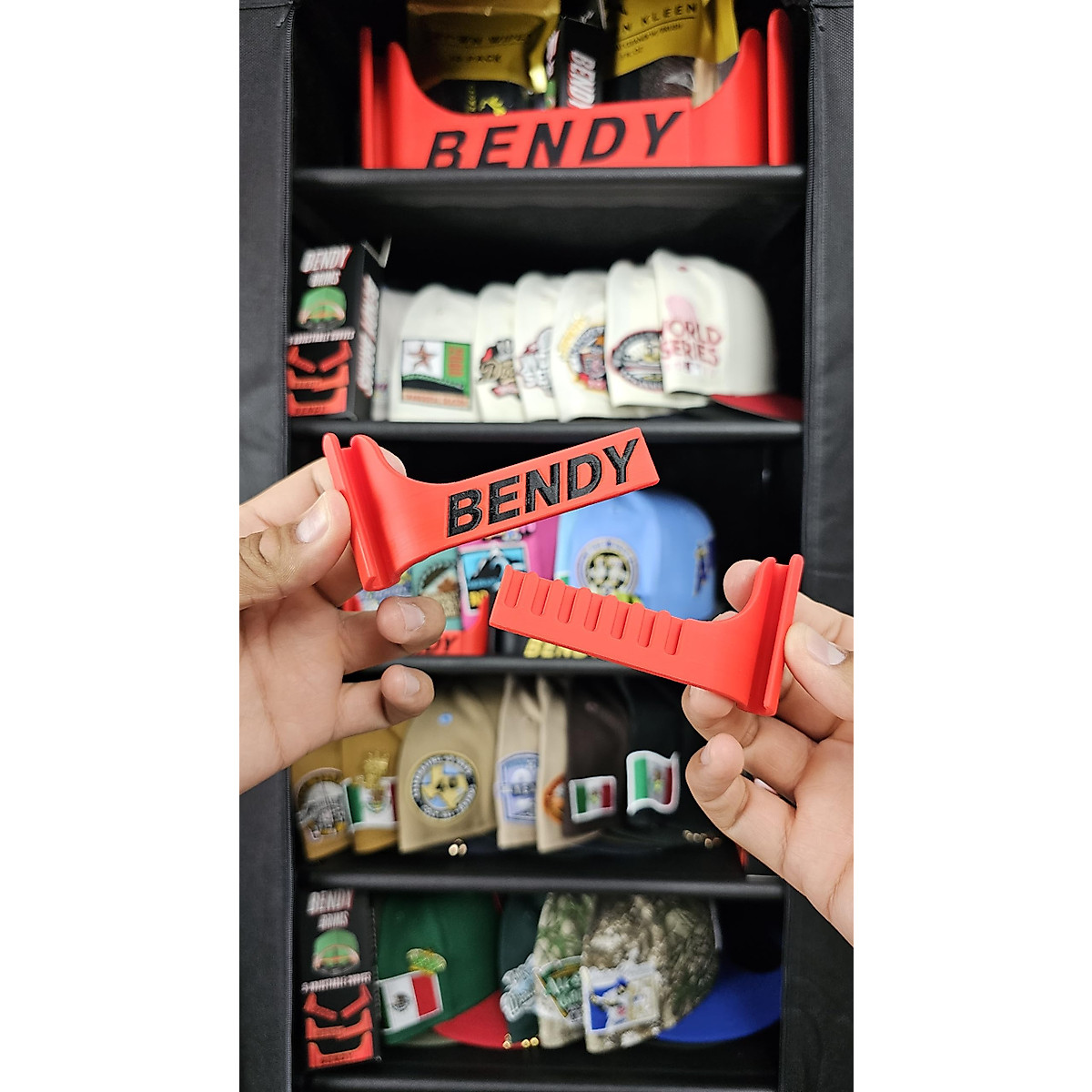 Bendy Brims Adjustable Hat Brim Bender - Baseball Cap Curver for Men - Red