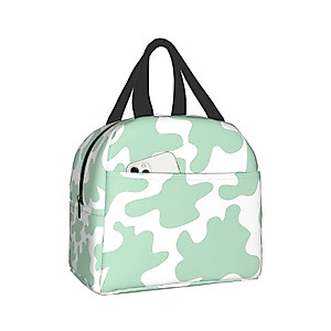 Senheol Mint Green Cow Lunch Box, Insulation Lunch Bag for Women Men, Reusable Lunch Tote Bags Perfect for Office Camping Hiking Picnic Beach Travel