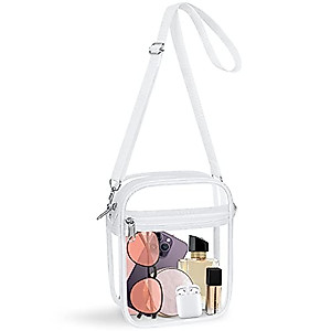KETIEE Clear Bag Stadium Approved, Clear Crossbody Bag with Adjustable Strap Clear Purse for Women Clear Stadium Bag for Concerts Sports Festivals(White)