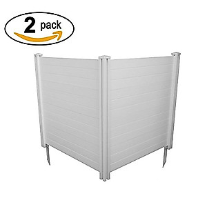 Enclo Privacy Screens ZP19014 No Dig Premium Full-Coverage White Vinyl Privacy Fence Screen Kit, 48" W x 48" H, Perfect to Enclose Trash Bins and A/C Units (2-Panels)