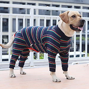 Dog Recovery Suit Abdominal Wound After Surgery Wear Prevent Licking Wounds E-Collar & Cone Alternatives Postoperative Shirt Dog Pajamas Long Sleeve Prevent Shedding (Large, Blue)