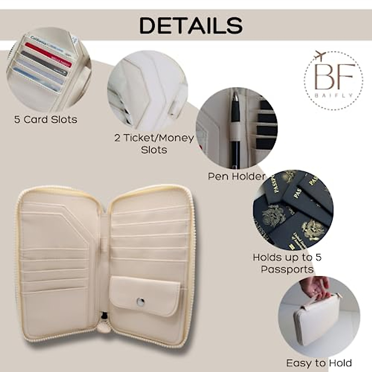 Leather Travel Document Holder - Family Passport & Boarding Pass Holder with Compartments & Slots