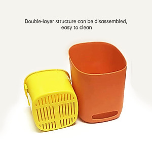 KOUROU Detachable Utensil Holder Utensil Drying Rack Utensil Drainer for Countertop 3 Divided Holder Drying Utensil CrockSink Countertop Flatware Organizer for Spoons, Forks, Knives (Orange)