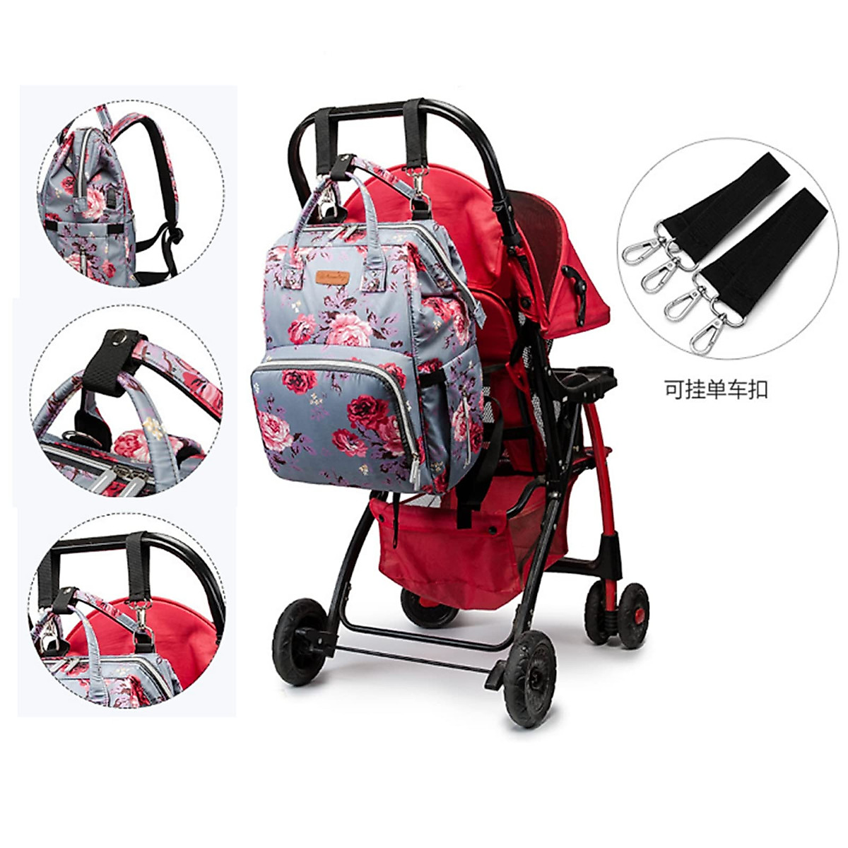 Diaper Bag Backpack, Baby Bag with Changing Pad, Waterproof Multifunction Nappy Bag,Maternity Travel Back Pack for Mom&Dad (Floral)
