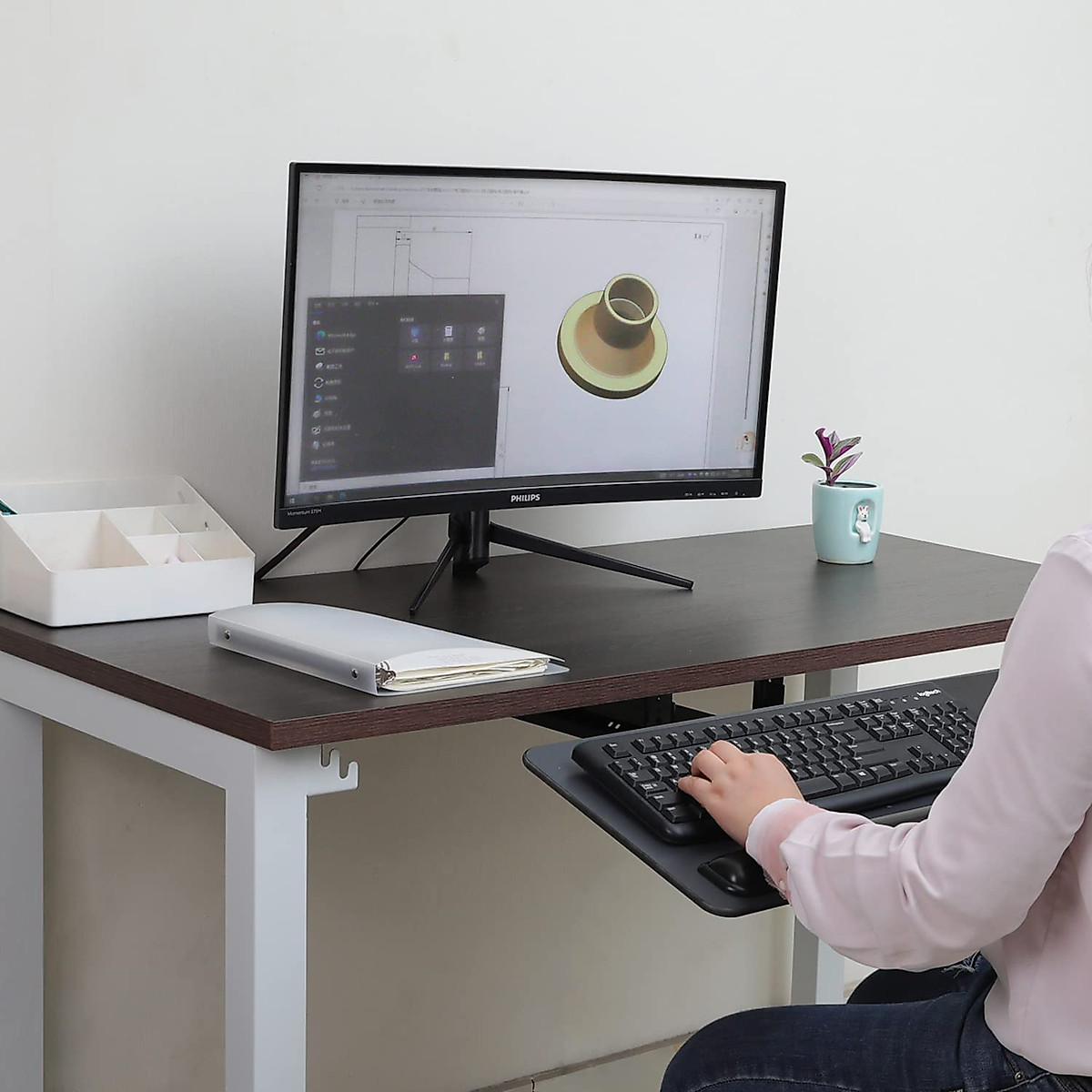 Adjustable Keyboard Tray Ergonomic Design Standard Under Desk Platform Large Space Track CARTMAY