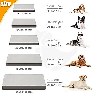 KSIIA Orthopedic Dog Bed, Waterproof, 41 x 27 Inch, Gray, Deluxe Plush, Removable Cover, Durable Zipper, Orthopedic Foam, 3-Inch Thick, For Dogs Up to 80lbs