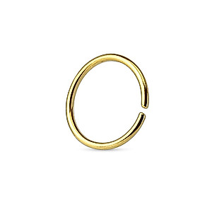 Gold-Tone 316L Surgical Steel Seamless Annealed Continuous Nose Ring Hoop 1/4" 20G