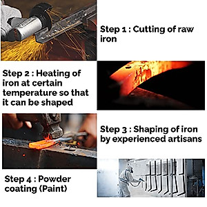 BOSKY Coat Rack Wall Mounted Heavy Duty Wrought Iron 6 Large Coat Hooks Rail | Home Decor No Rust Hooks for Hanging Clothes,Purses,Jacket,Hats,Towel (Rustic Silver)