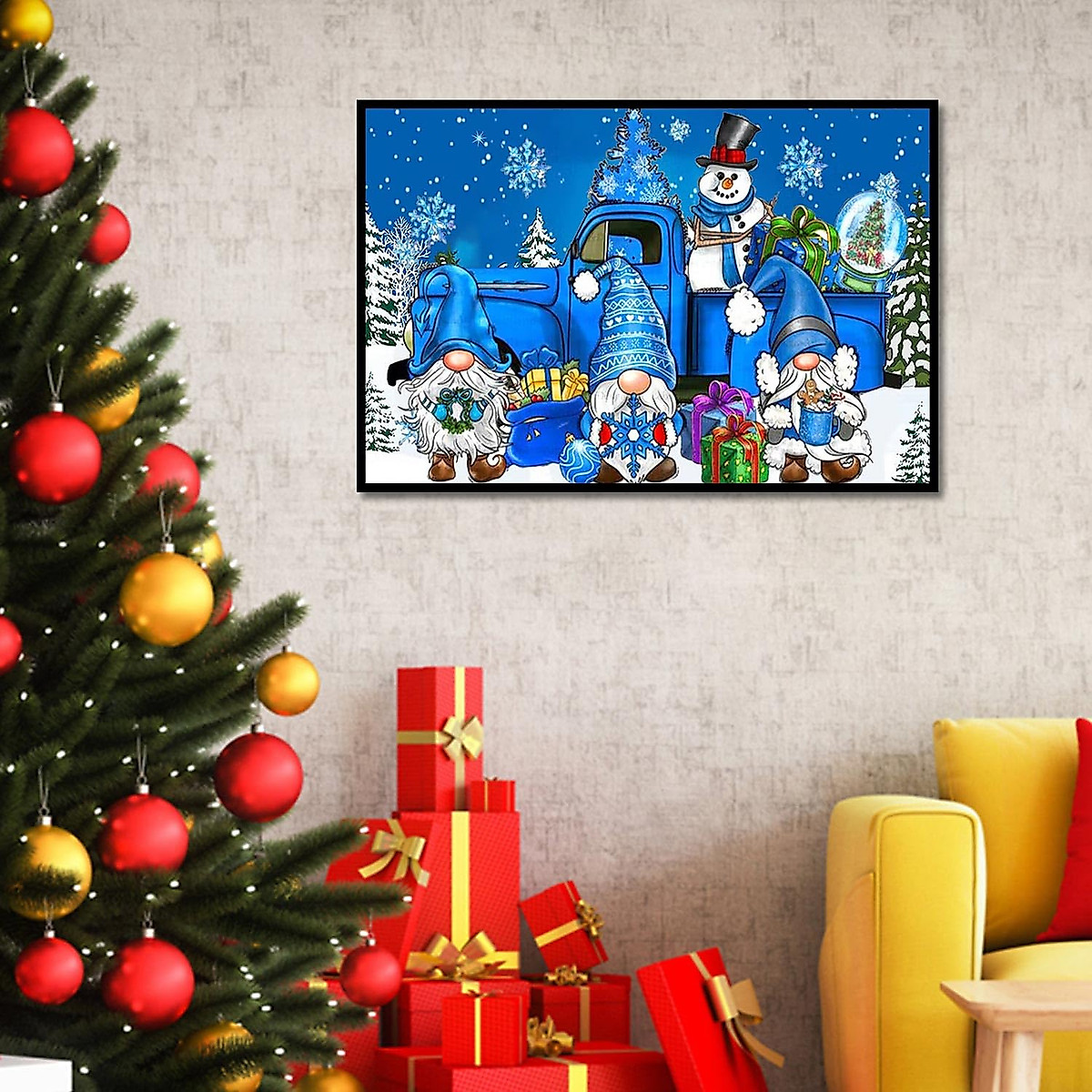 Akahllc Christmas Diamond Painting Kits,Gnome Diamond Art Kit for Adults,Winter Diamond Art Kit 5D Winter Paint with Diamond Full Drill for Parents-Children Interrction,Wall Decor(12x16)