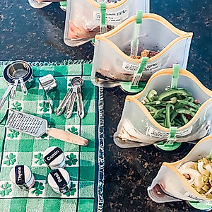 Baggy Rack Hands-Free Clip Food Storage Freezer Baggy Holder,Bag Holder For Plastic Bags Stand/Pack of 2 Green