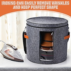 Suzile 4 Pack Oversized Hat Storage Box for Women Men 19" D x 17" H Large Hat Box Round Hat Organizer Box Hat Container Cowboy Hat Storage Box with Dustproof Lid for Storage Travel (Gray)