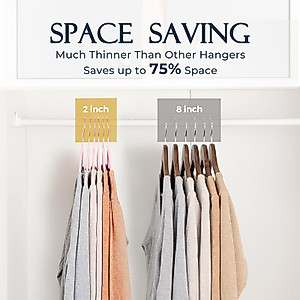 HOUSE DAY Pink Velvet Hangers 60 Pack, Premium Non-Slip Felt Clothes, Sturdy Heavy Duty Coat, Durable Hangers for Suits, Space Saving with No Hanger Mark, 360° Swivel Rotating Rose Gold Hook