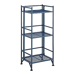 Convenience Concepts Xtra Storage 3 Tier Folding Metal Shelf, Cobalt Blue