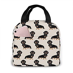 Doxie Dachshund Weiner Dog Lunch Bag For Women Insulated Lunch Box Reusable Cooler Tote Bag For Work Picnic Travel