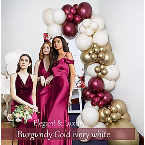 kozee burgundy and gold balloon garland arch kit 127Pcs double stuffed Maroon and gold balloons ivory Balloon arch for 2024 graduation Birthday Party Bridal shower Decorations