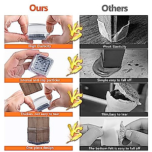 36pcs Square Chair Leg Floor Protectors, Furniture Pads for Hardwood Floors, Furniture Sliders for Chair Legs, Rectangle Floor Protectors for Chairs, Silicone Chair Leg Caps Cover(Large) Transparent