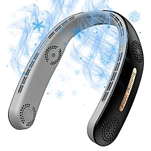 MSEVC Neck Fan 4 Turbo 6000mAh Portable Neck Fan 360°Cooling Airflow Bladeless Neck Fan USB Rechargeable with 3 Speeds Adjustment Wearable Personal Fan for Outdoor Travel Indoor - Black