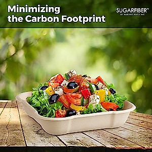 [500 COUNT]Harvest Pack 8" x 8" Compostable Disposable Food Trays, Eco-Friendly Square Serving Container Made From Plant Fibers Meal Prep Takeout Dinnerware Plates Catering