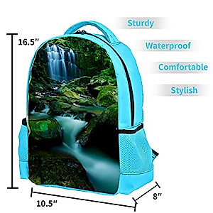 VBFOFBV Unisex Adult Backpack with for Travel Work, Rainforest Waterfall Landscape