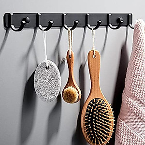 Spotcact Wall Mounted Coat Racks with Hooks Hanging Holder Towel Rack 10.83' x 1.50' Modern Black Hanging for Clothes Entryway Bathroom Bedroom (4 Hooks, Black)