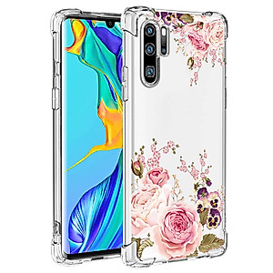 Yerebel Case for Huawei P30 Pro VOG-L29 VOG-L04 Cute Case, Clear Flexible Bumper TPU Soft Rubber Silicone Cover Phone Case for Huawei P30 Pro (roseflower)