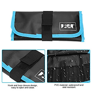 Alomejor Fishing Equipment Bag Waterproof Pockets Storage Spoons Baits Jigs Cast Lure Pouch for Outdoor Fishing(Blue)