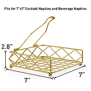 Lxmons Modern Napkin Holder for Tables, Horizontal Tissue Dispenser for Kitchen Countertop, Dining or Picnic Table Décor, Metal Paper Napkin Organizer for Restaurant, Flat Cocktail Napkin Caddy, Gold