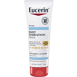 Eucerin Daily Hydration Broad Spectrum SPF 30 Sunscreen Body Cream for Dry Skin, Fragrance Free Sunscreen Moisturizer, 8 Oz Tube