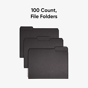 Smead Interior File Folder, 1/3-Cut Tab, Letter Size, Black, 100 per Box (10243)