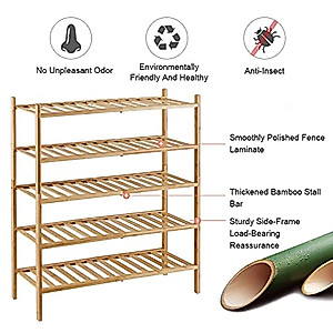 FUNGTN 2/3 Tier Bamboo Shoe Rack, Stand Shelf Shelving Hallway Easy Build Shelves, Large Storage Capacity Wooden Shoe Stand and Organiser, Perfect for Hallway, Bedroom, Small Spaces,B-Three~Layers