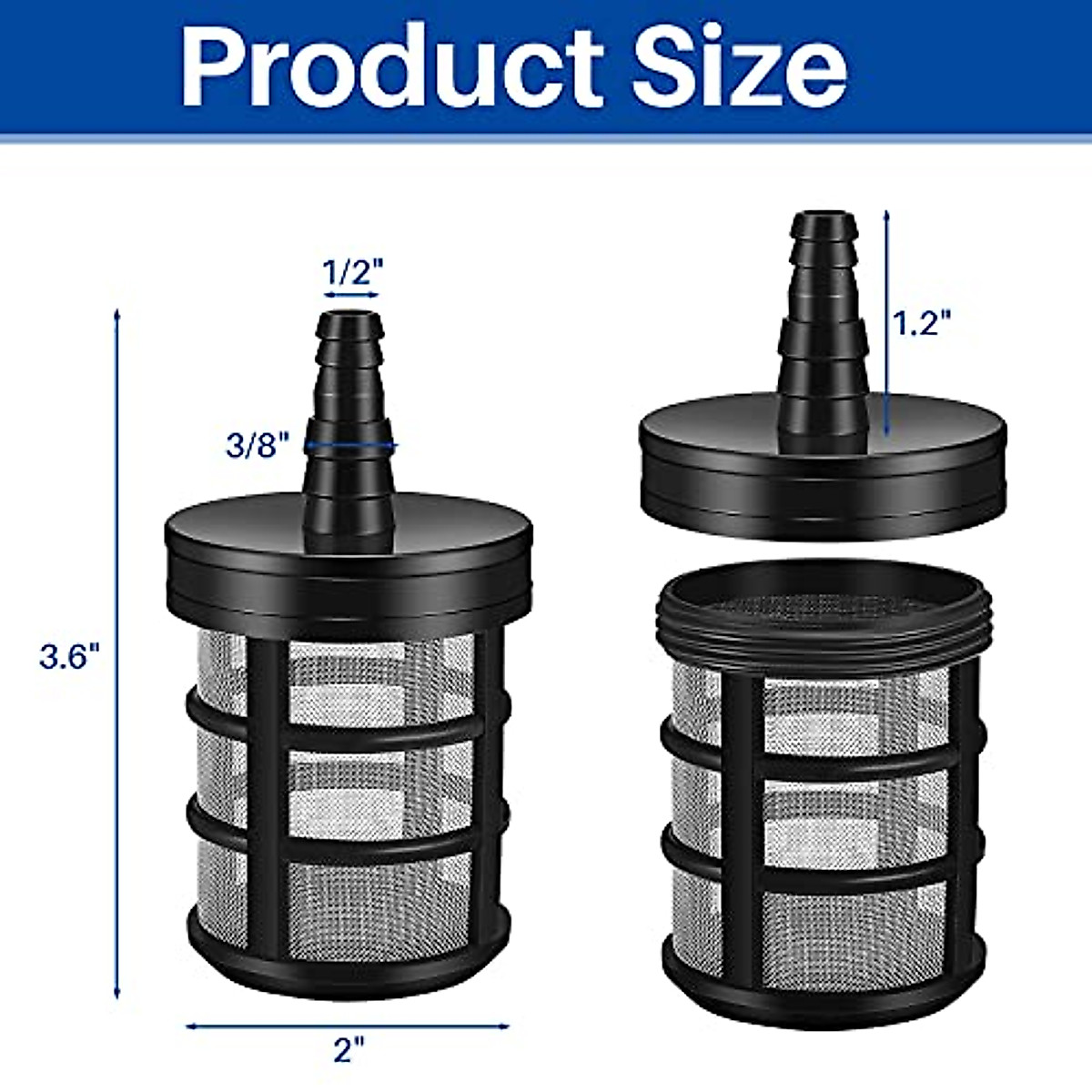 Tondiamo 4 Pieces Household Hose Filters Water Pump Sediment Filter 50 Mesh Stainless Steel Hose Water Filter Garden Hose Strainer for Sprayers, Car Washers, Oil Pumps and Industrial Equipment