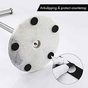 KES Towel Rack with Natural Marble Base T-Shape Hand Towel Holder Stand SUS304 Stainless Steel for Bathroom Vanity Countertop Brushed Finish, BTH205S20-2