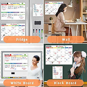 GOLDFOREST® 2024 Fridge Calendar Refrigerator Magnetic Dry Erase Board,17x12" Monthly and Weekly Whiteboard, Daily Organizer Planner/Grocery List, 4 Fine Tips Markers and Free Eraser, New Year Gift