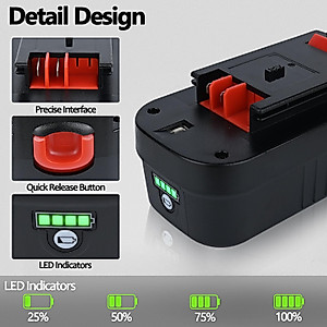 Qwenoer 18V 6.0h HPB18 Lithium Battery Replacement for Black and Decker 18V Battery 244760-00 HPB18 Battery A1718 A18 A18E A18NH HPB18-OPE FS180BX FS18BX FS18FL FSB18 Firestorm 18V Battery