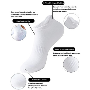ACCFOD Womens White Ankle Socks Athletic Running Low Cut Socks With Tab for Women 6-9