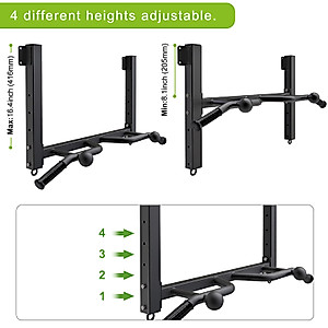 Kipika Multifunctional Joist Mounted Pull Up Bar, 4 Levels of Height Adjustment, Multi-Angle Grip, Chin Up Bar Joist Mount, Home Gym Workout Strength Training Equipment