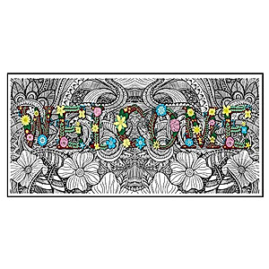 SJPrinter Inspirational Motivational Wall Art, Giant Coloring Poster Mandala for Kids and Adults - Great for Girls, Boys, Arts and Crafts, Care Facilities, Schools, Family Time, Groups (WELCOME, 24" x 52")