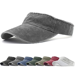 HH HOFNEN Sports Sun Visor Hats Twill Cotton Ball Caps for Men Women Adults Kids (#1 Gray N)
