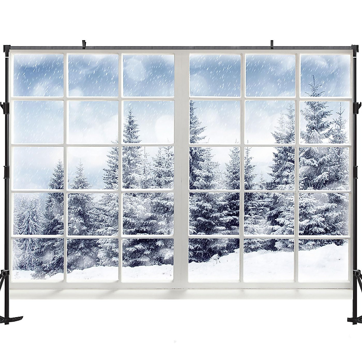 7x5ft Winter Wonderland Forest Scene Backdrop for Photography Christmas Party Decoration
