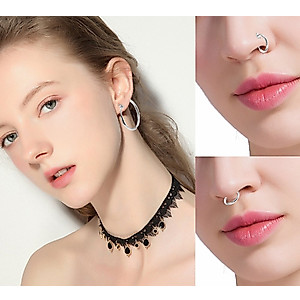 Keklle Stainless Steel 4 Pairs Clip On Hoop Earrings for Women Men Non Pierced Earrings (A:Silver-Tone)