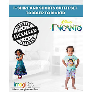 Disney Encanto Mirabel Little Girls Graphic T-Shirt and Bike Shorts Outfit Set Turquoise 7-8