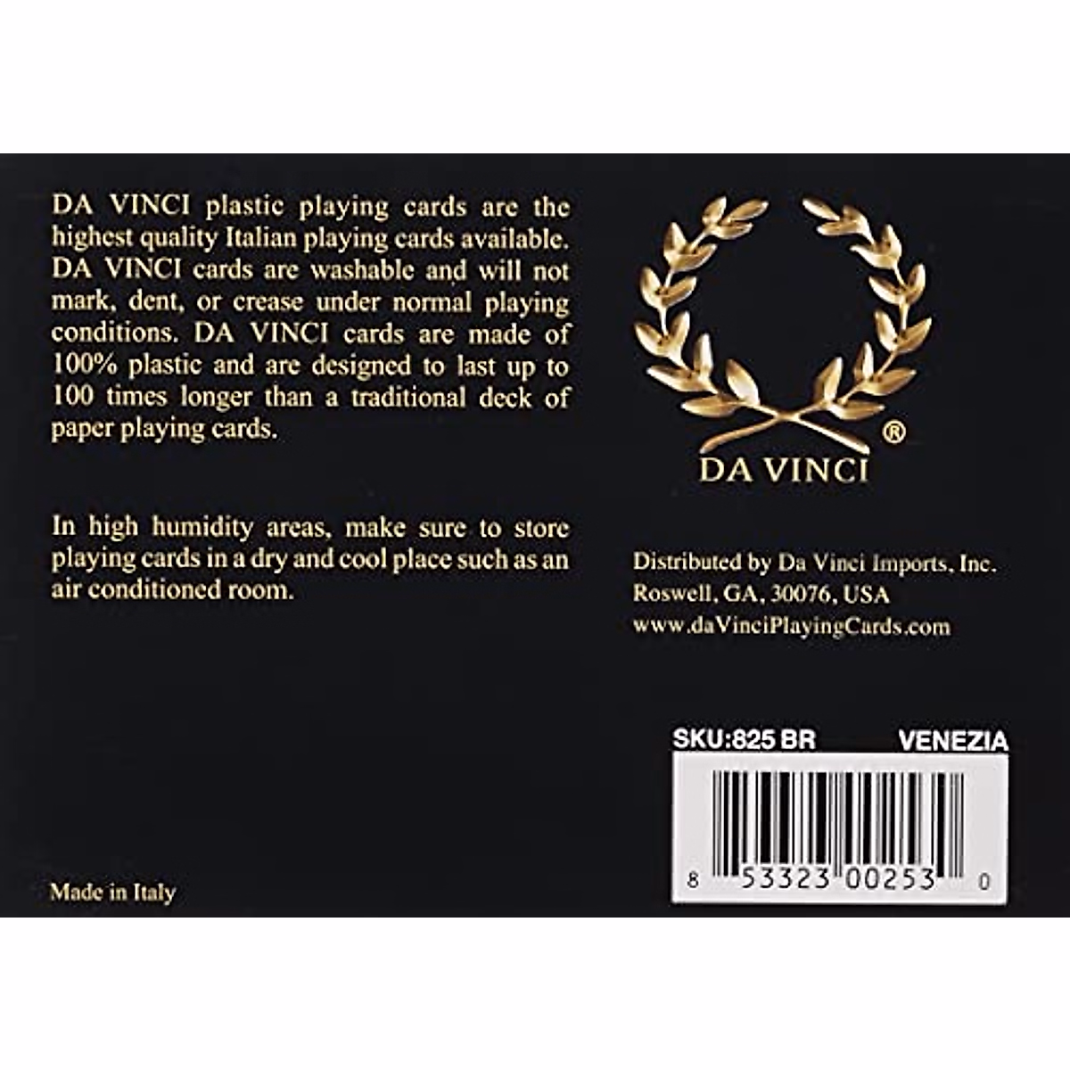 DA VINCI Venezia, Italian 100% Plastic Playing Cards, 2-Deck Set, Bridge Size Regular Index