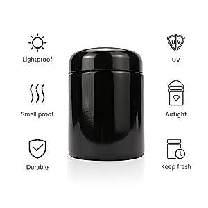 KOSRAE Smell Proof Jar, Airtight Glass Container, UV Protected (250ml, 0.5 Oz)