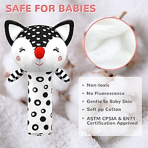 Baby Rattles 0-6 Months Newborn Toys Infant Toys 0-6 Months Rattles for Babies 0-6 Months Baby Toys 0-6 Months, Black and White High Contrast Baby Toys for Newborn 0 3 6 9 12 Months Girls Boys