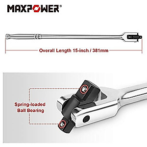 MAXPOWER 15-inch Breaker Bar 1/2 drive and 3/8 drive Flex Handle