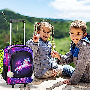 UFNDC Kids Suitcase for Girls, Unicorn Luggage Rolling with Wheels，Travel Carry on for Children Toddler elementary