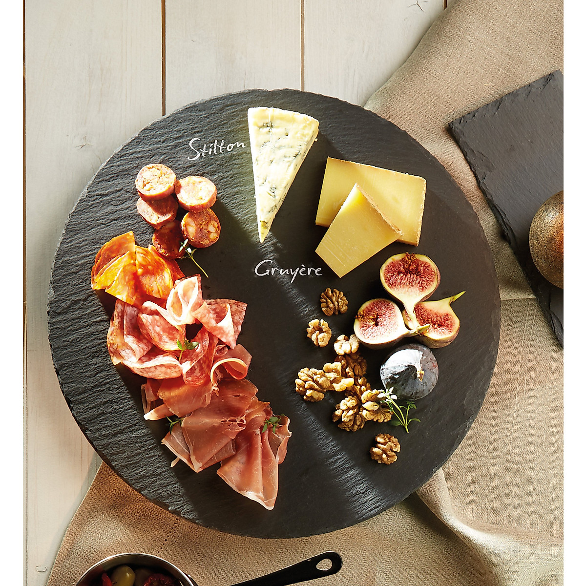 KitchenCraft Artesà Slate Lazy Susan Turntable Platter, 35 cm